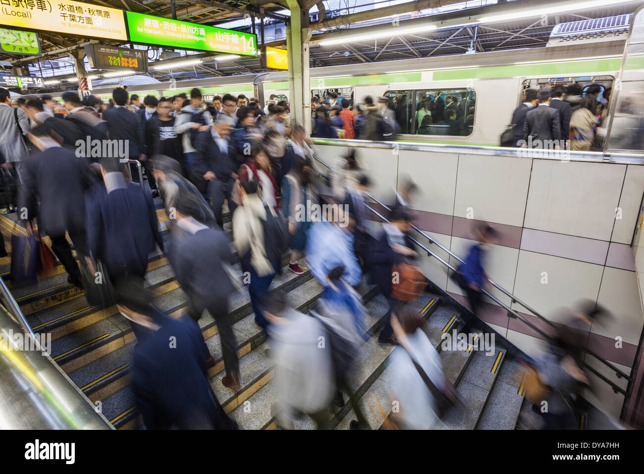 Japan, Honshu, Kanto, Tokyo, Shinjuku Station, Rush Hour Crowds Stock ...