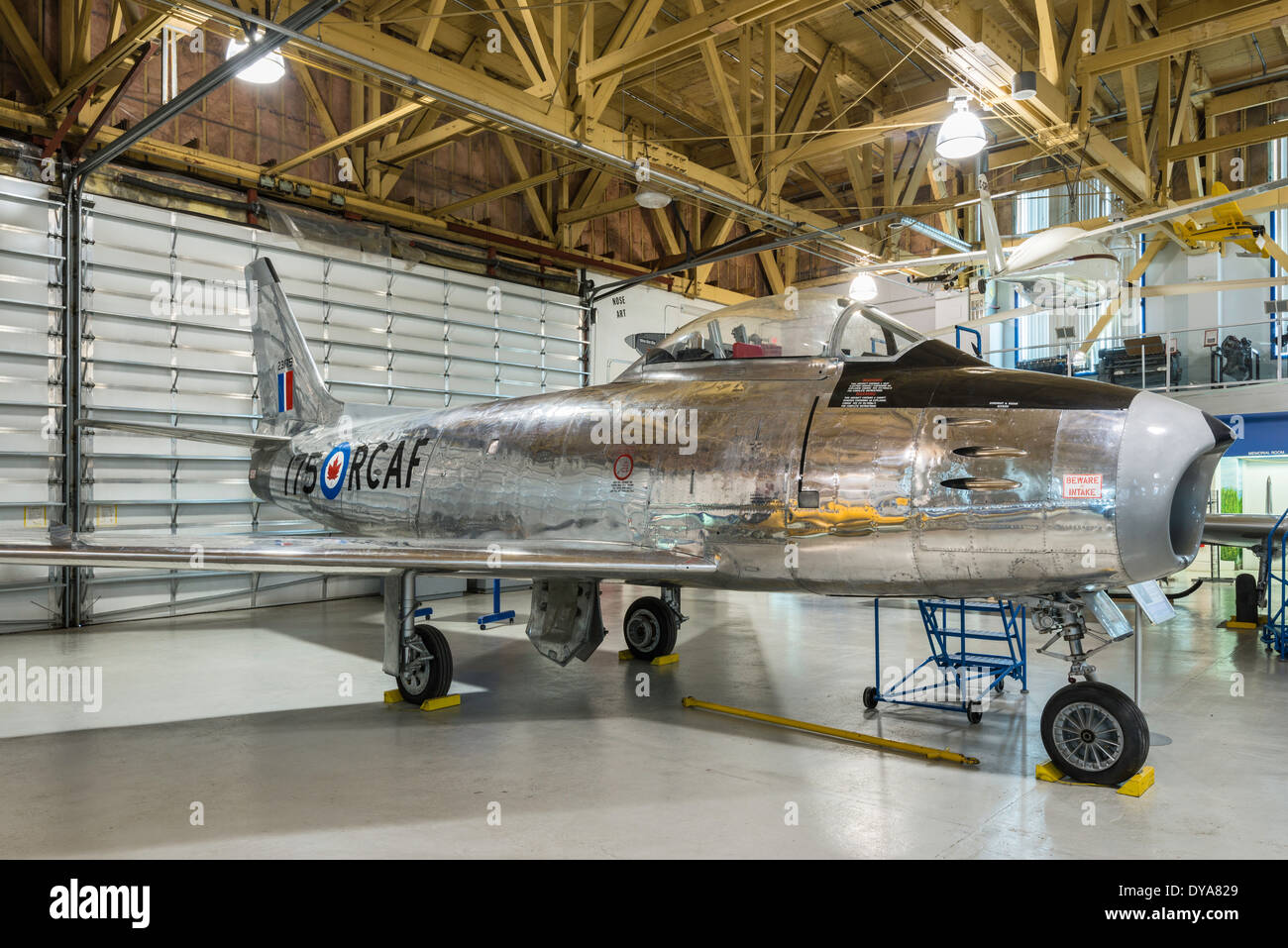 North American F-86 Sabre jet fighter, Main Hangar at Aero Space Museum ...