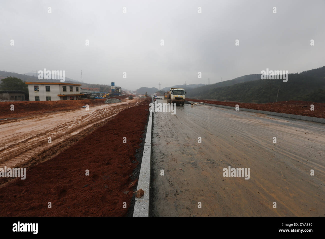 Chinese Road Construction site in Hunan Stock Photo - Alamy