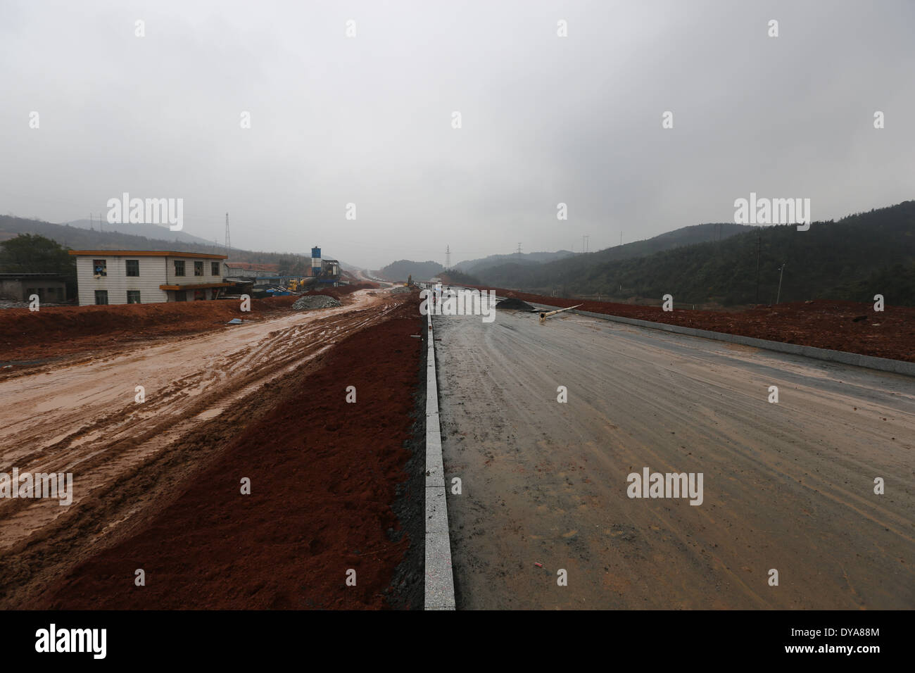 Chinese Road Construction site in Hunan Stock Photo - Alamy