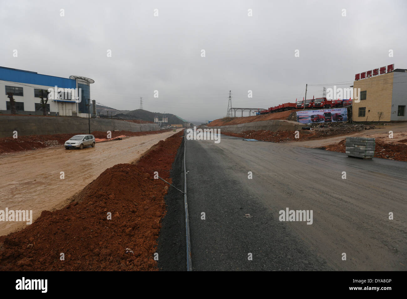 Chinese Road Construction site in Hunan Stock Photo - Alamy