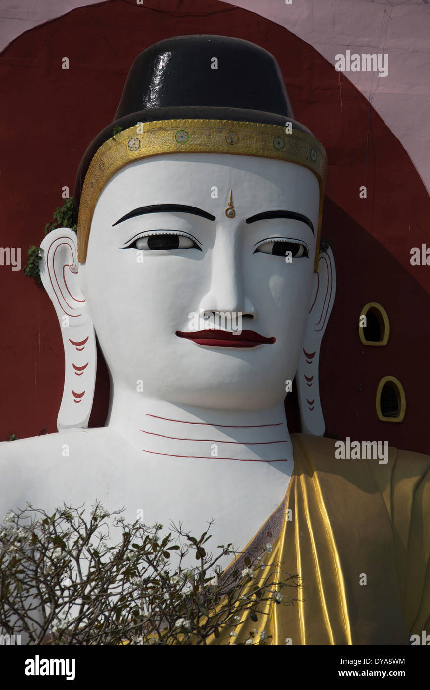 Myanmar Burma Asia Pegu architecture Buddha Buddhism colourful face ...