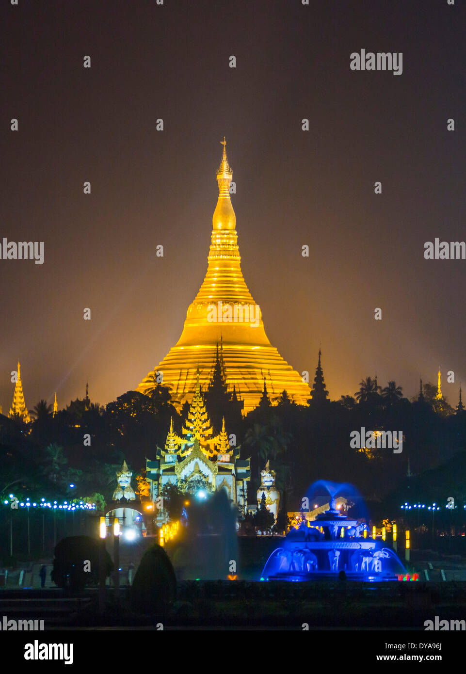 Myanmar Burma Asia Yangon Rangoon Shwedagon architecture colourful ...