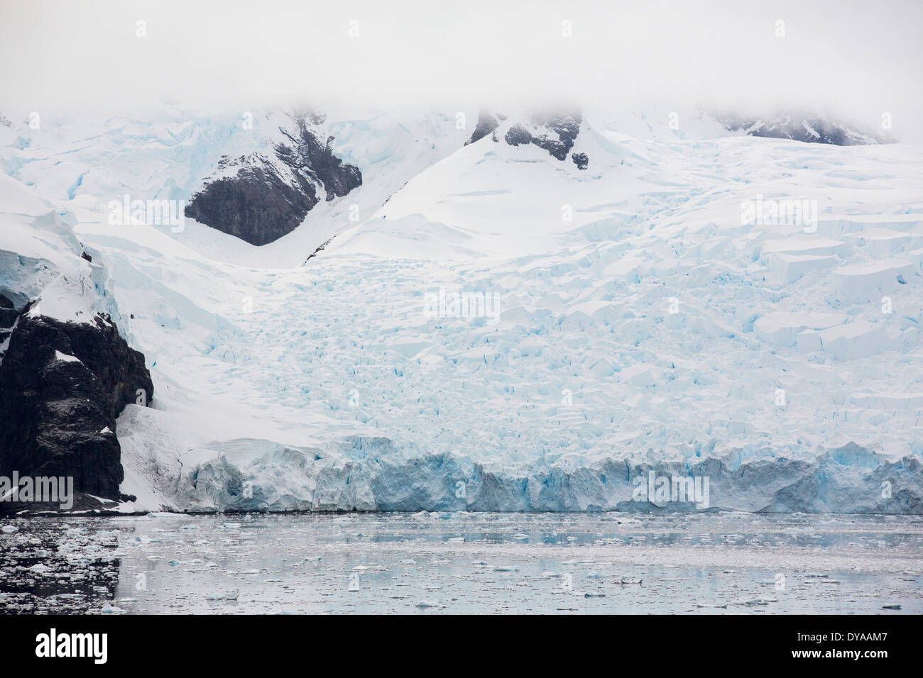 Glacial scenery below Mount Walker in Graham Land on the Antarctic ...