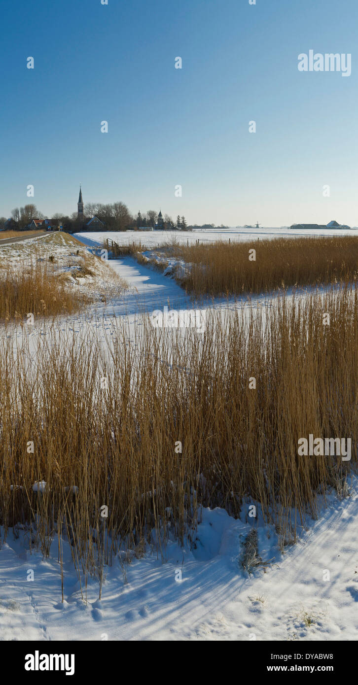 Netherlands, Holland, Europe, Cornwerd, Friesland, city, village, field ...