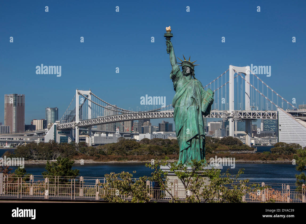 Japan, Asia, Tokyo, City, Odaiba, bridge, district, liberty, rainbow ...