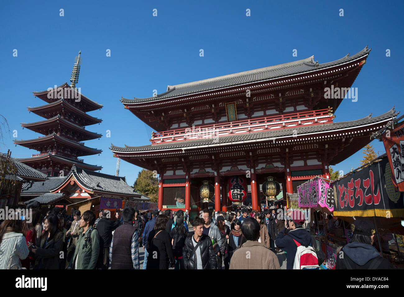 Japan Asia Tokyo City Asakusa Sensoji Temple architecture colourful ...