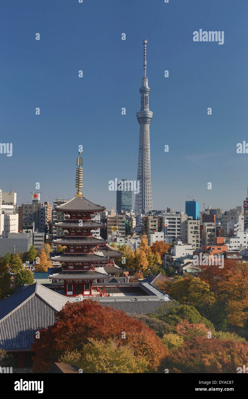 Japan Asia Tokyo City Asakusa Autumn Sensoji architecture colourful ...