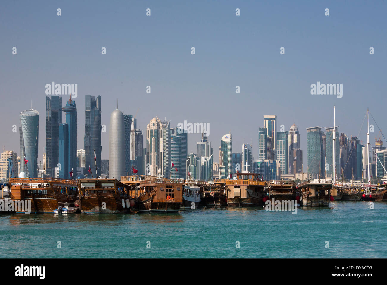 Doha Qatar Middle East architecture bay boats buildings city colourful ...