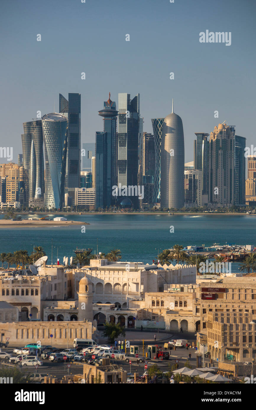 Burj Doha Qatar Middle East architecture bay city colourful contrast ...
