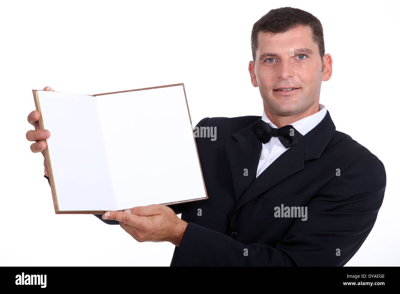 waiter showing menu Stock Photo - Alamy