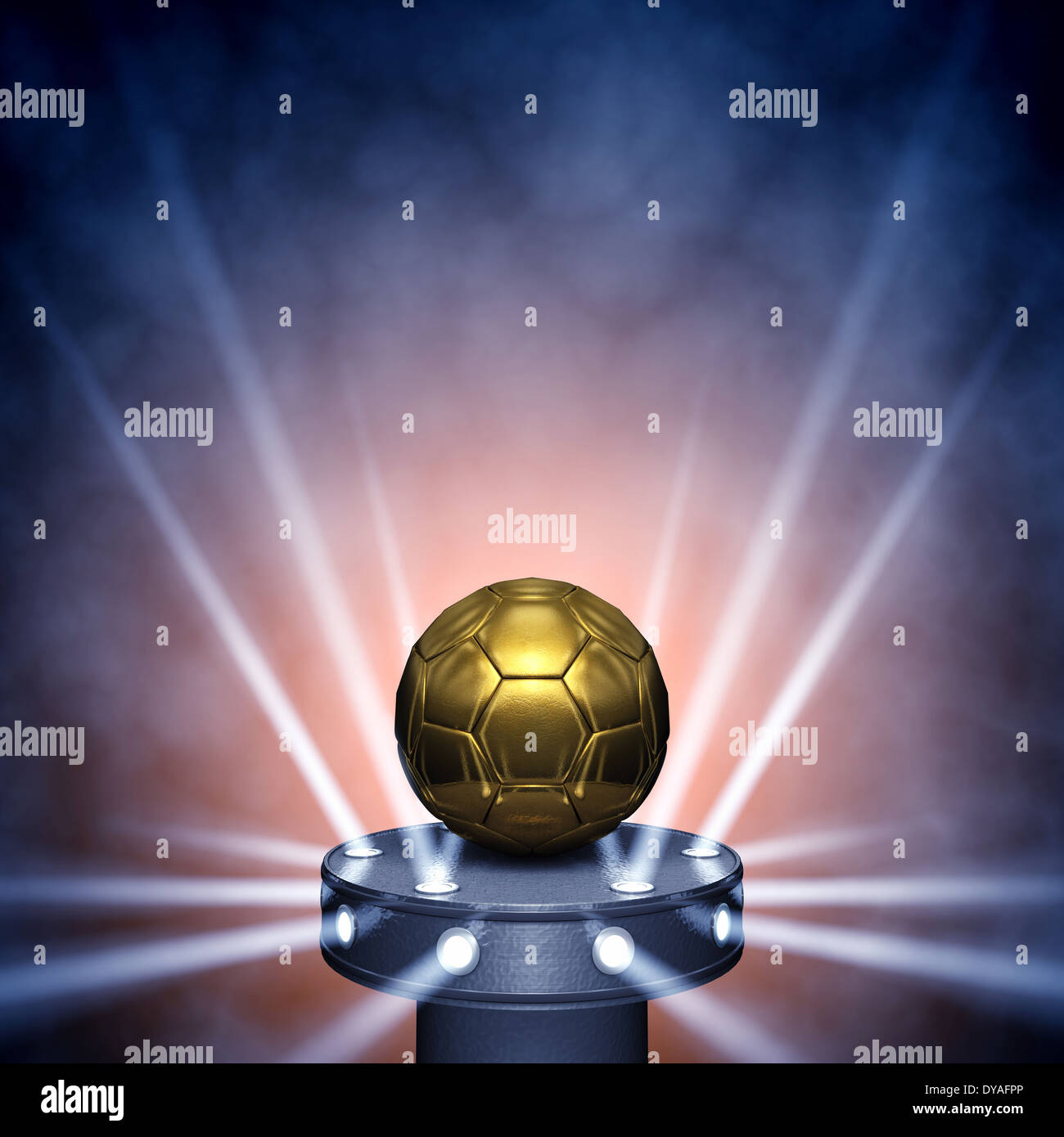Soccer ball on display with spotlights , copyspace Stock Photo - Alamy
