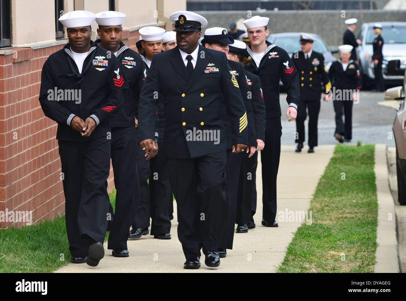 Washington DC, USA. 11th Apr, 2014. Sailors and Officers arrive Friday ...
