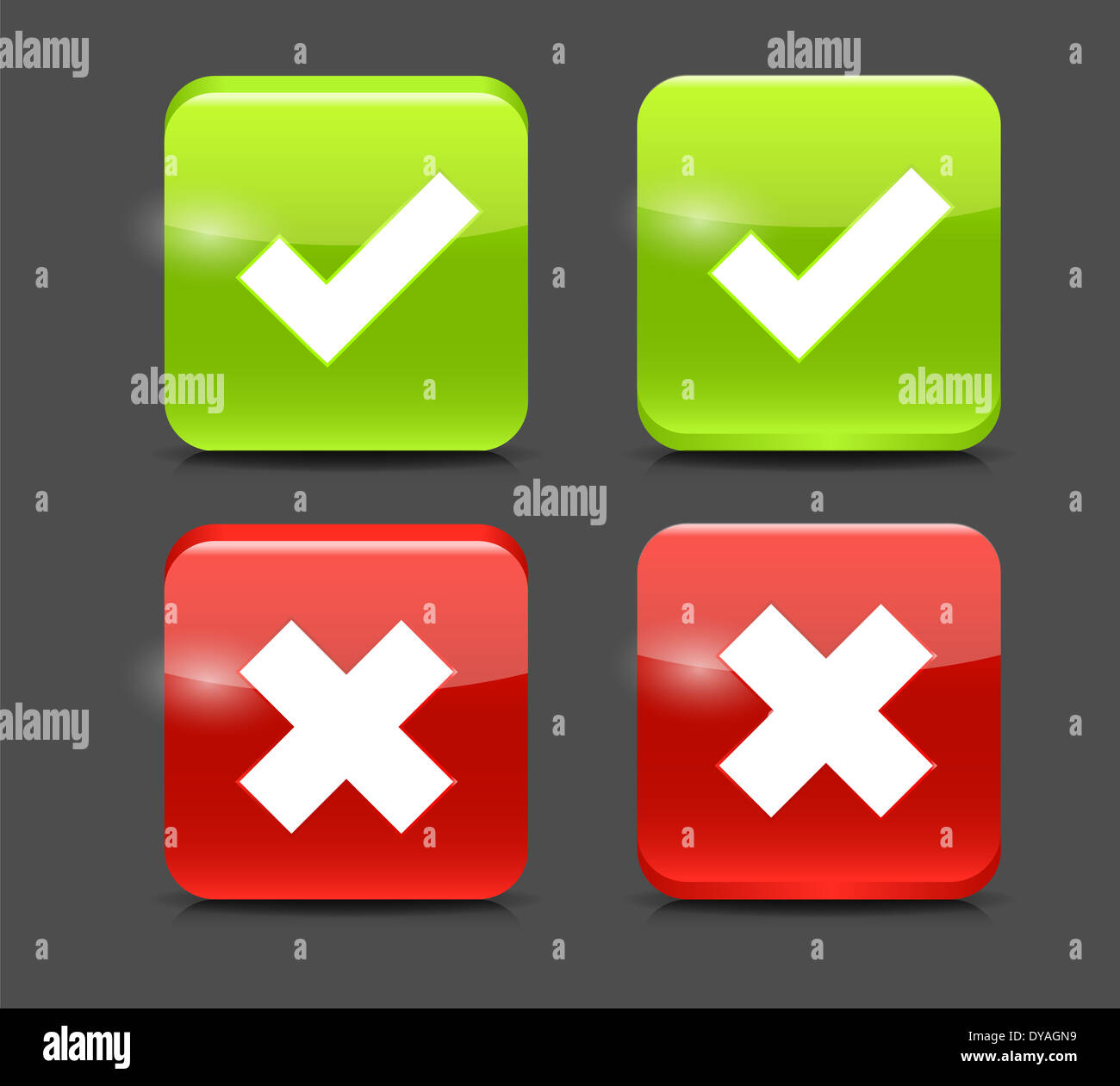 Vector Red and Green Check Mark Icons Stock Photo - Alamy
