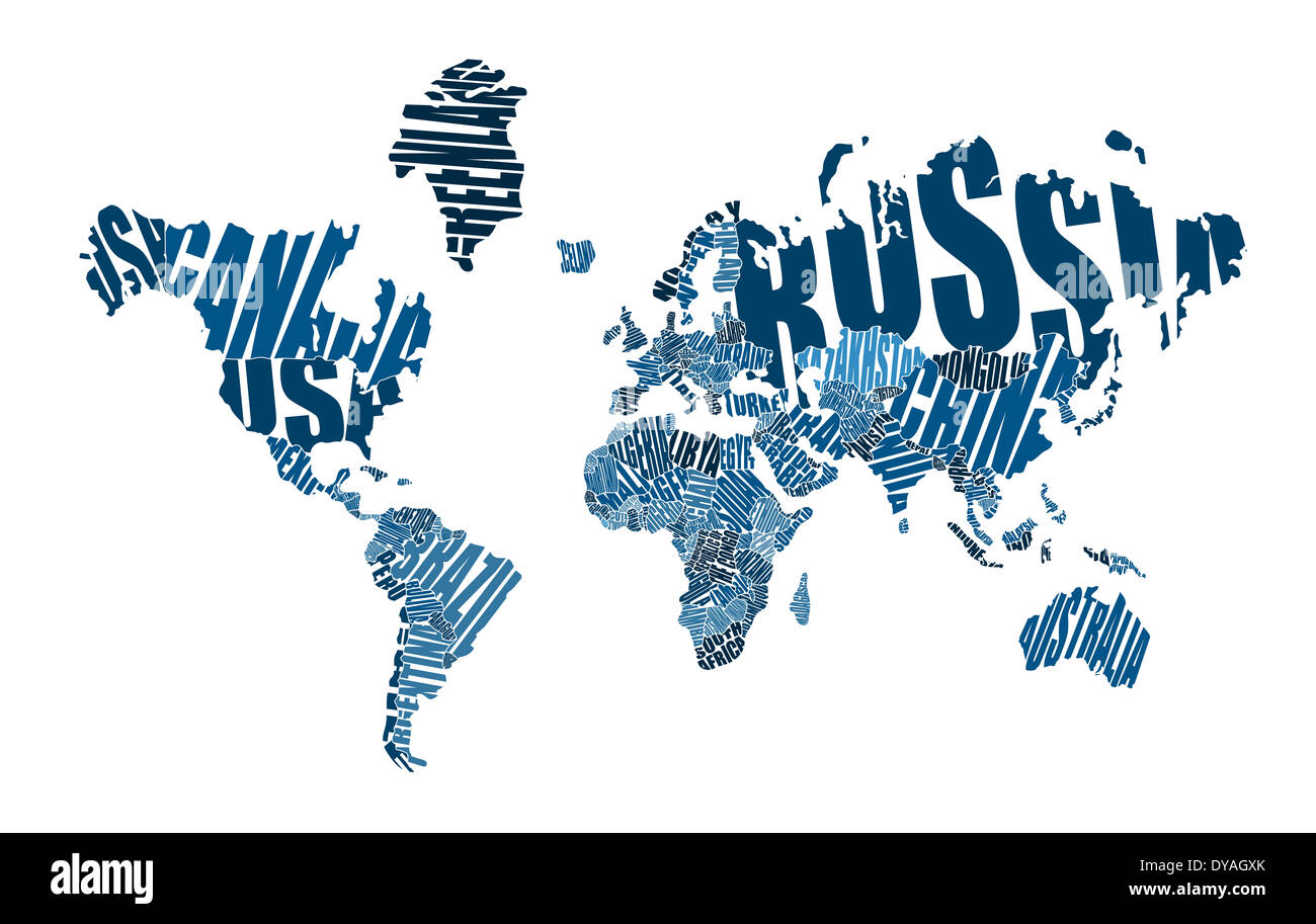 Text world map Stock Photo - Alamy