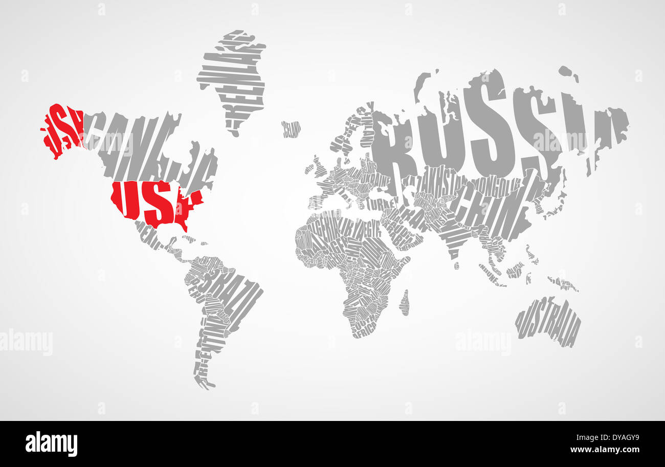 Text world map Stock Photo - Alamy