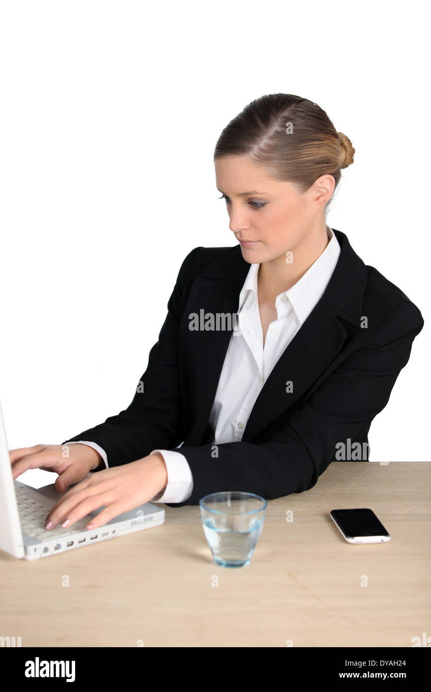 Secretary with Computer Stock Photo - Alamy