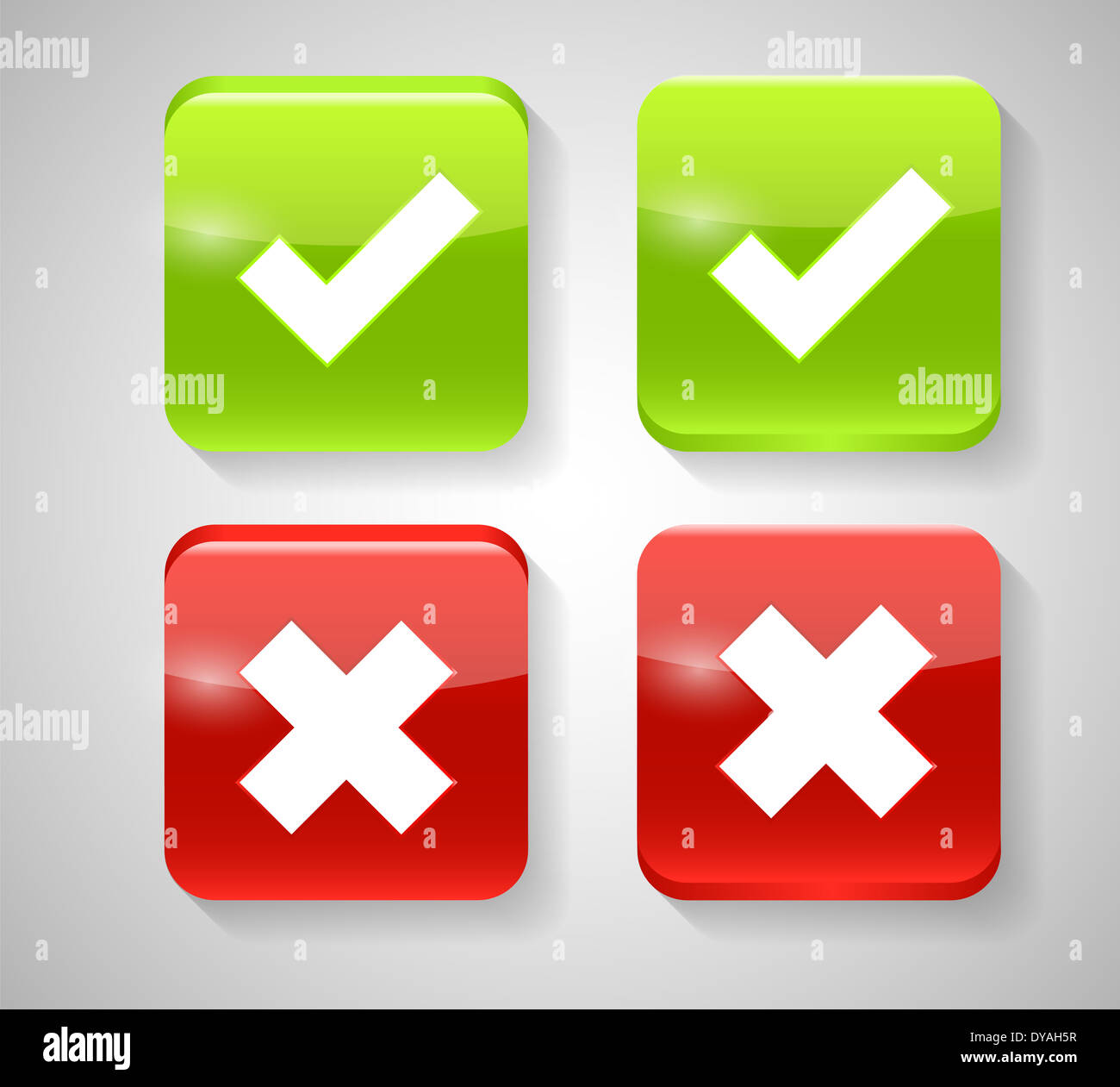 Vector Red and Green Check Mark Icons Stock Photo - Alamy
