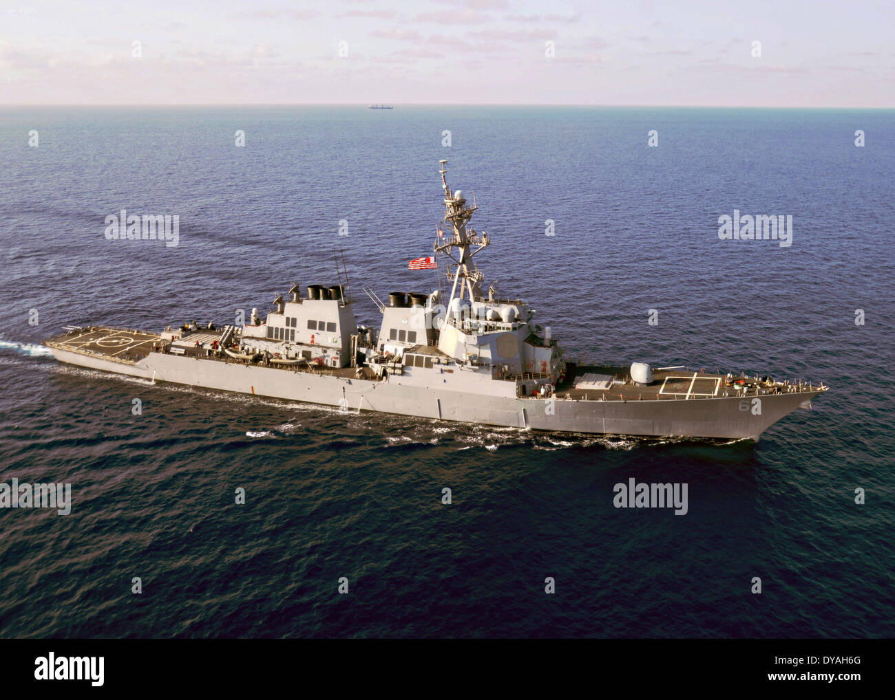 US Navy guided missile destroyer USS Ramage steams through the ...