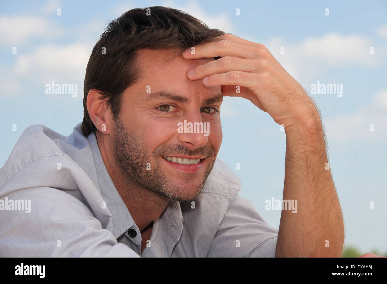 portrait of a pensive man Stock Photo - Alamy