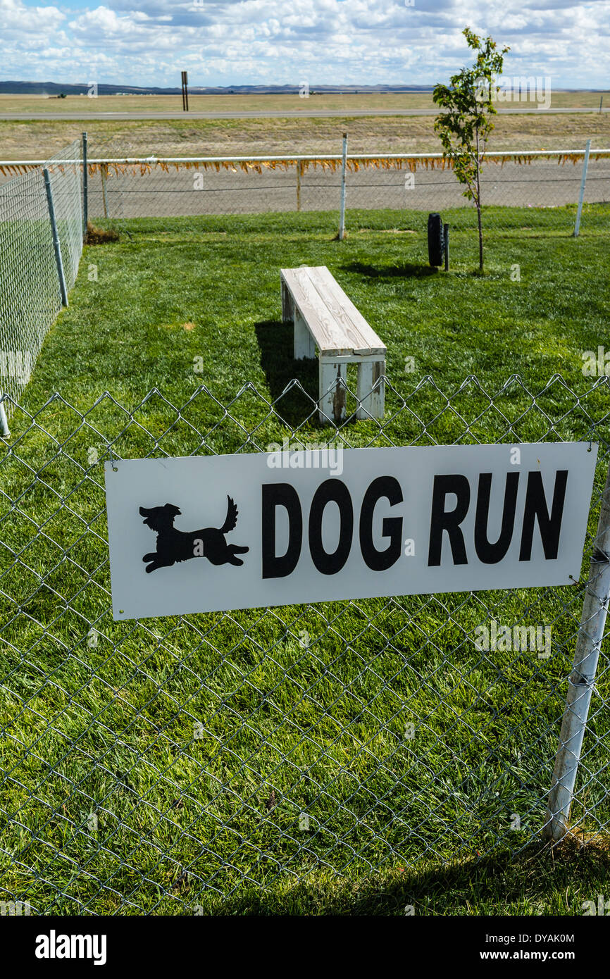 A fenced in dog run at a roadside amenity beside Interstate 5, in ...