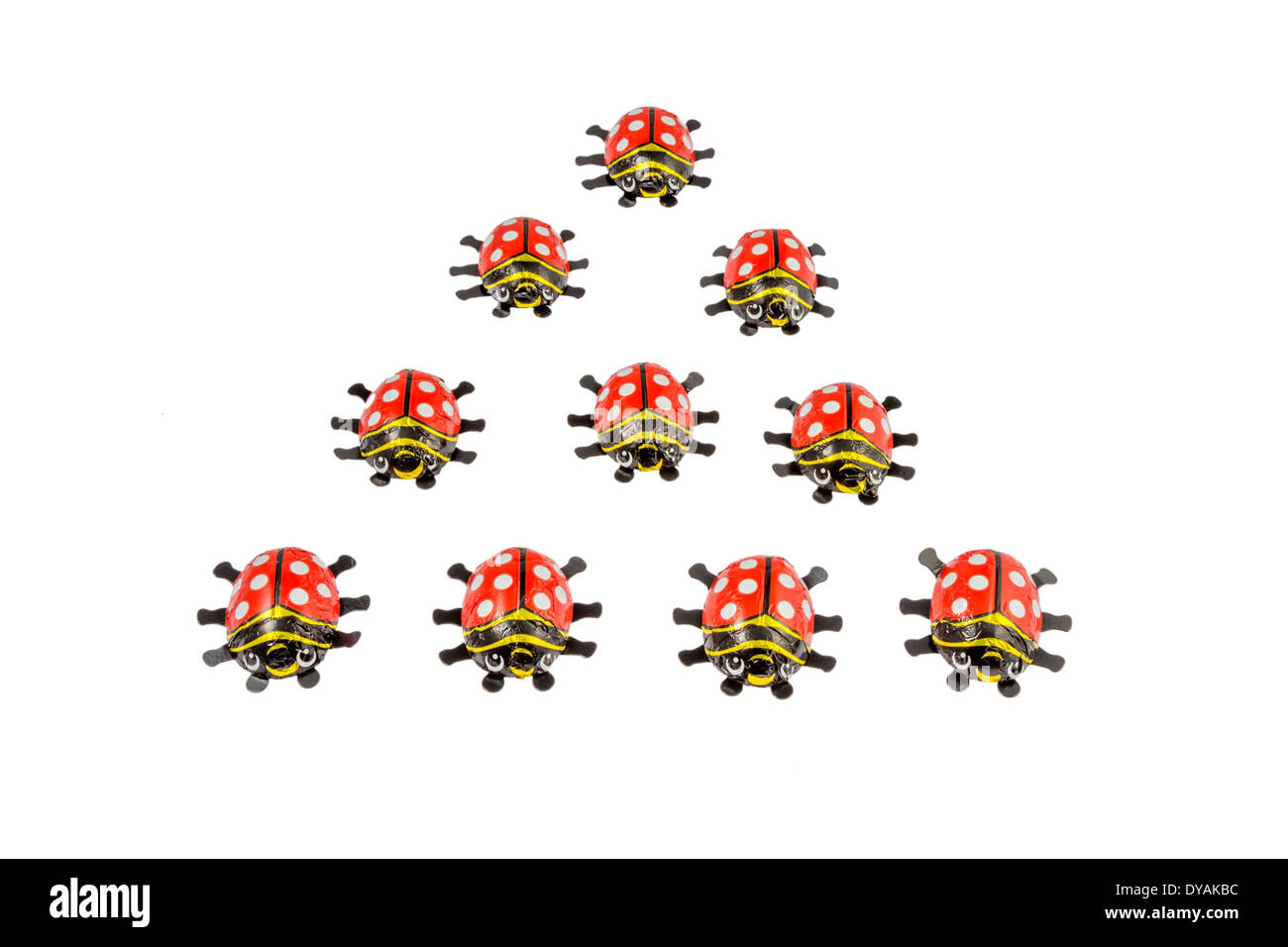 chocolate ladybird wrapped in aluminum foil isolated on white ...