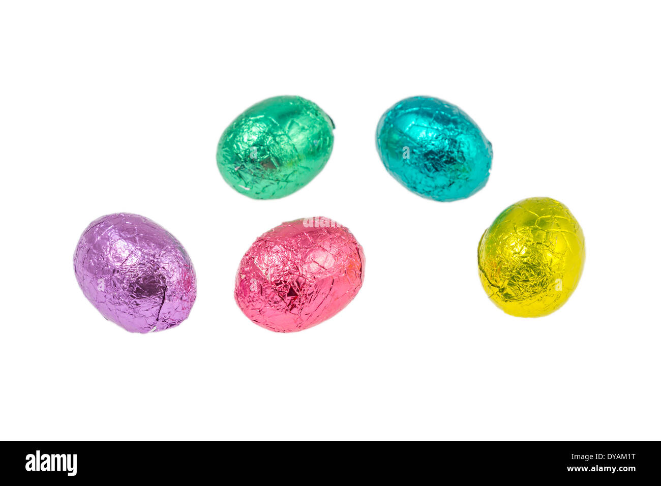 chocolate easter egg wrapped in aluminum foil isolated on white ...