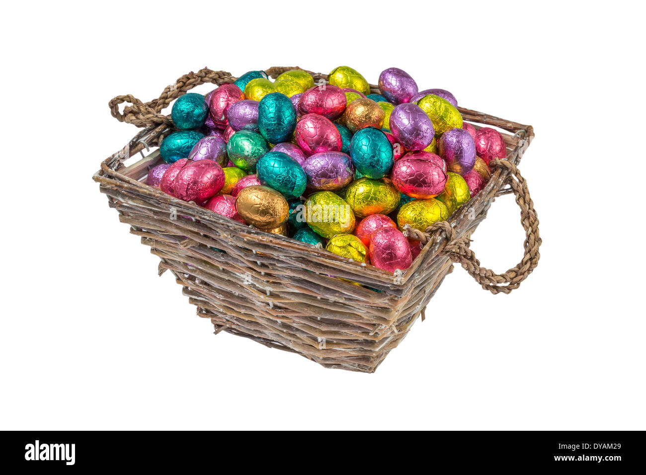 chocolate easter egg wrapped in aluminum foil isolated on white ...