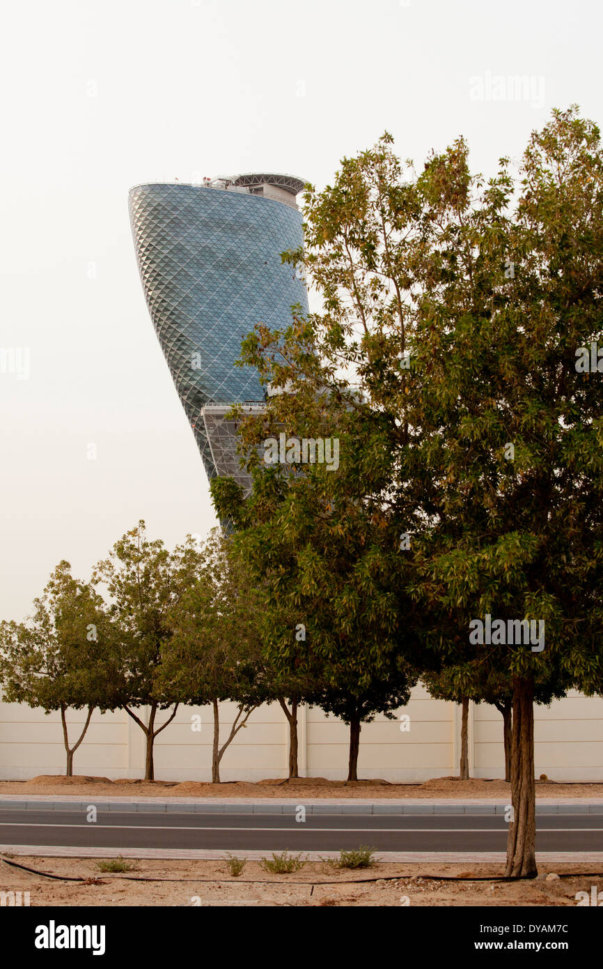 The Capital Gate Tower & Hyatt Capital Gate Hotel is build leaning at ...