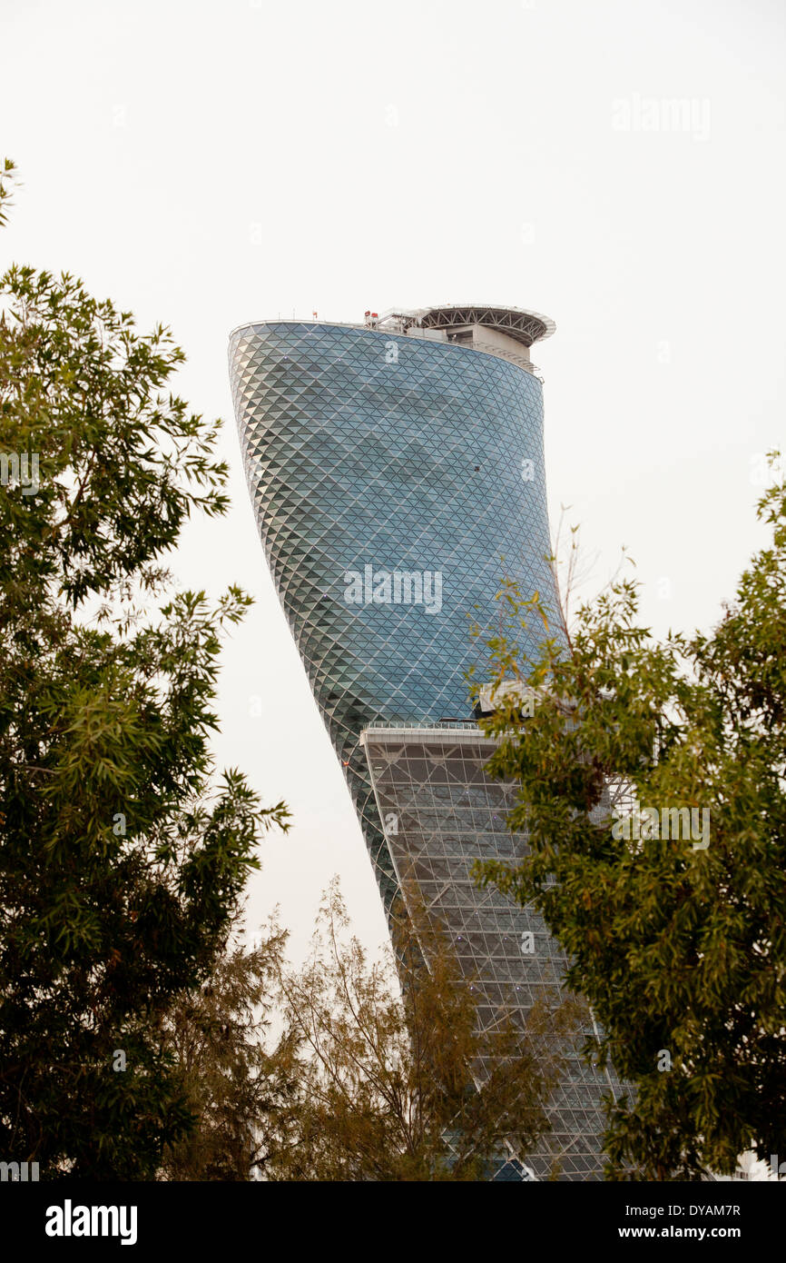 The Capital Gate Tower & Hyatt Capital Gate Hotel is build leaning at ...