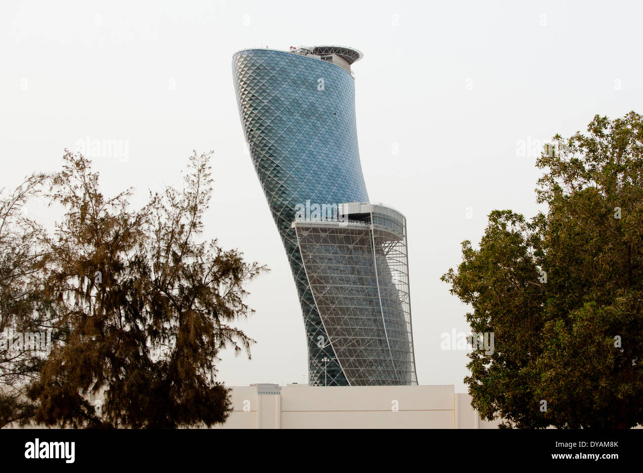 The Capital Gate Tower & Hyatt Capital Gate Hotel is build leaning at ...