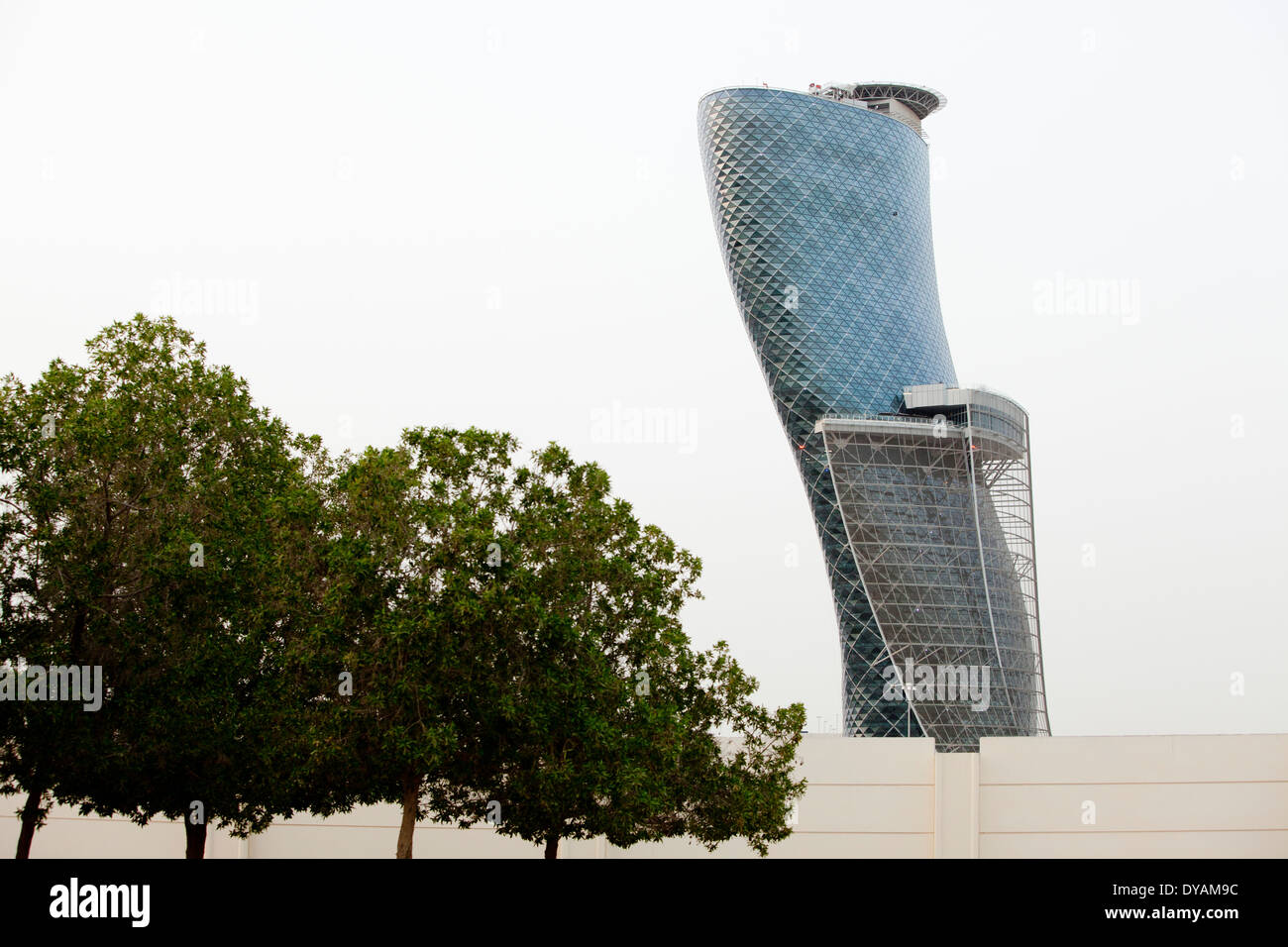 The Capital Gate Tower & Hyatt Capital Gate Hotel is build leaning at ...