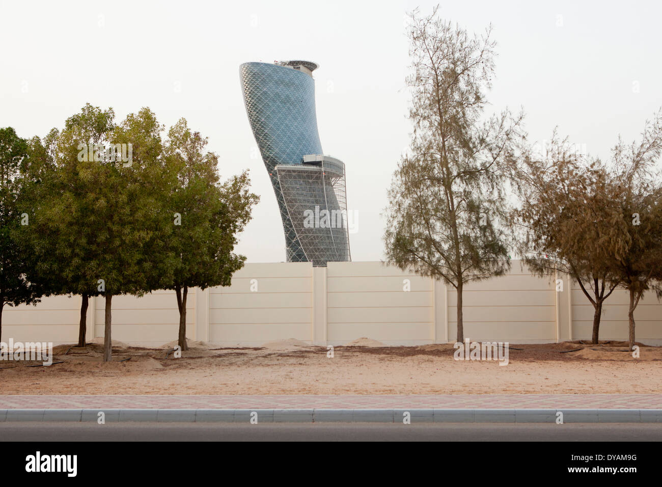 The Capital Gate Tower & Hyatt Capital Gate Hotel is build leaning at ...
