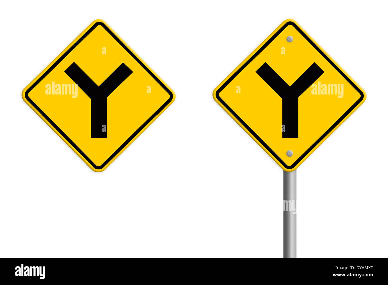Y junction road sign hi-res stock photography and images - Alamy