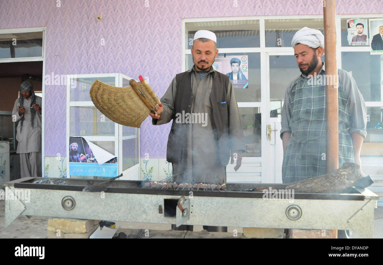 Balkh, Afghanistan. 10th Apr, 2014. An Afghan man makes traditional ...