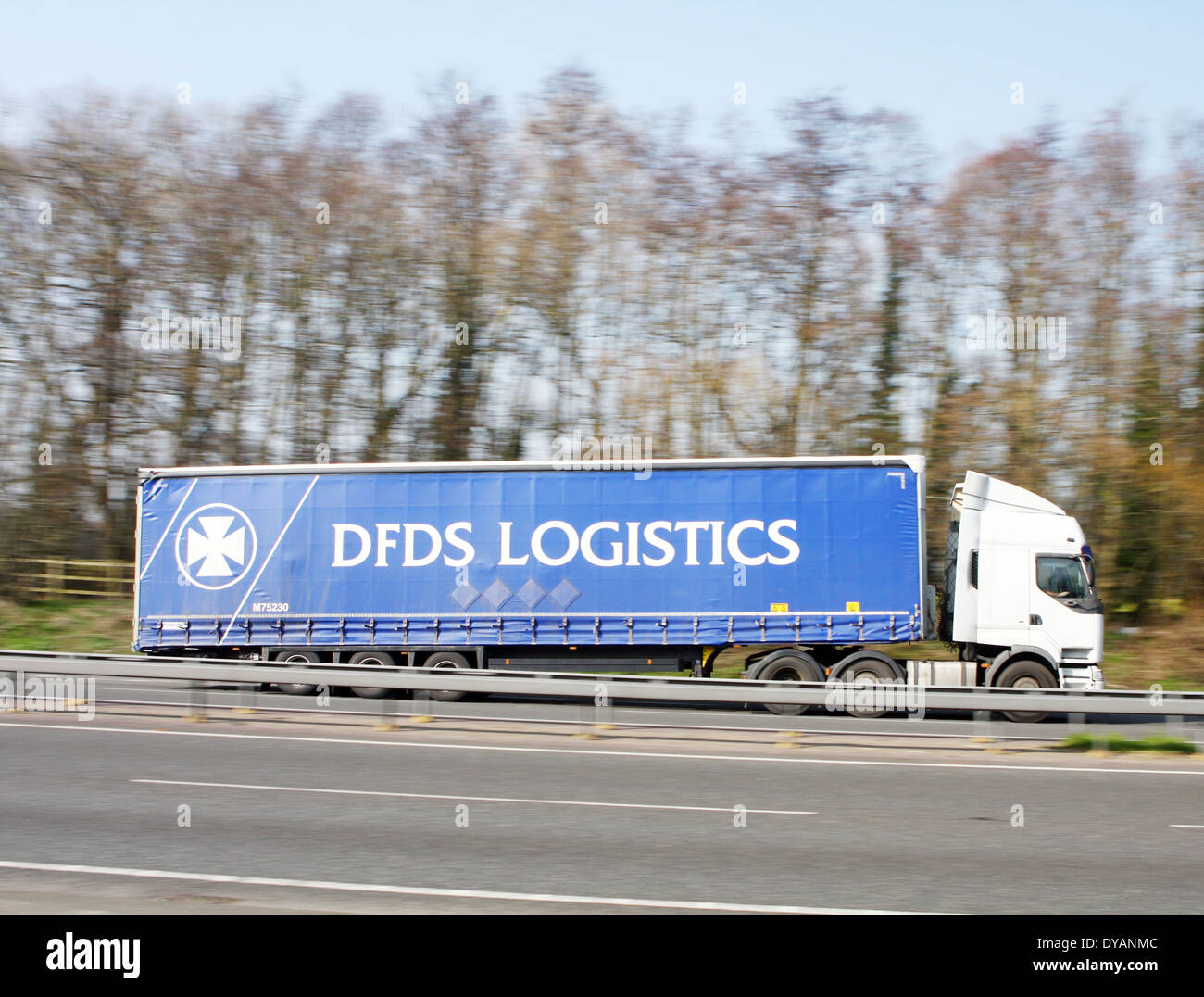 A DFDS Logistics truck traveling along the A12 dual carriageway in ...