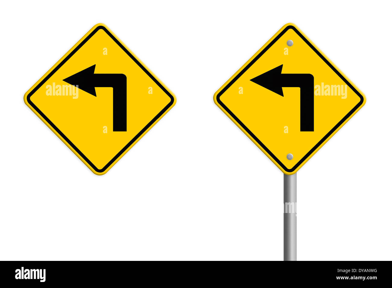 Turn left road sign. Part of a series Stock Photo - Alamy