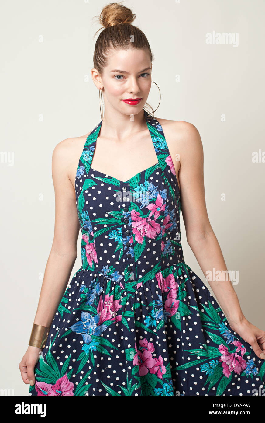 woman with bun hairstyle,Caucasian woman, female model posing in studio ...