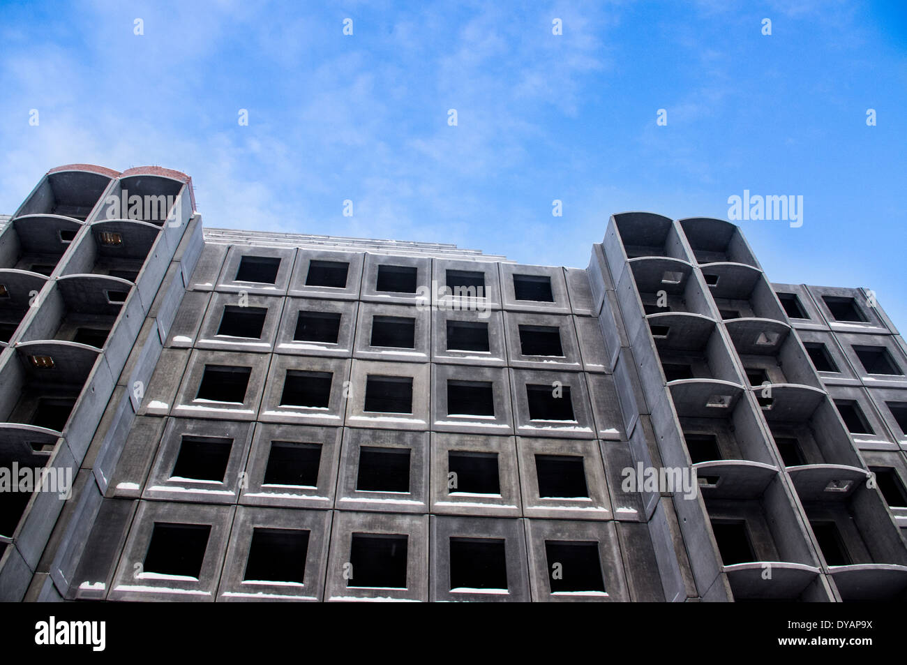 Unfinished building of reinforced concrete panels without windows Stock ...