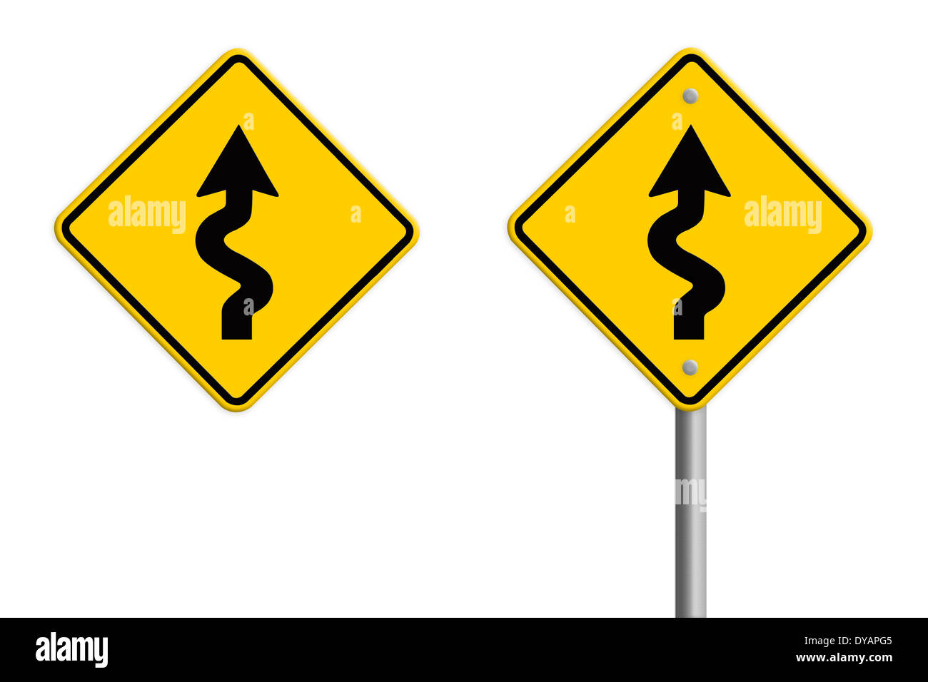 traffic sign Zigzag isolate on white background Stock Photo - Alamy
