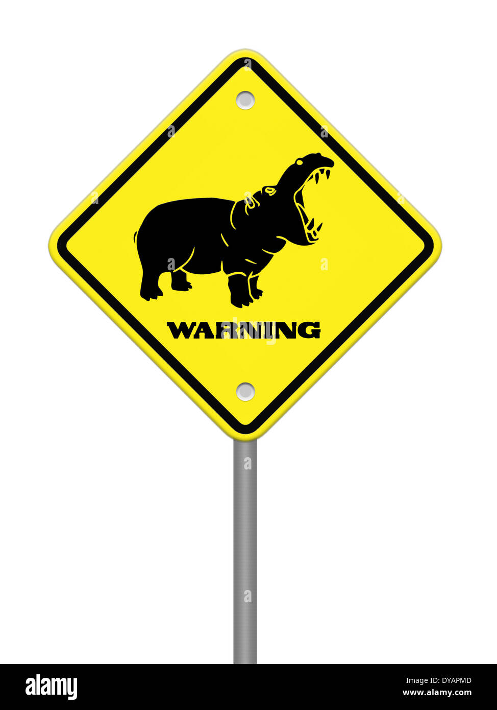 Rhinoceros warning sign on the road Stock Photo - Alamy