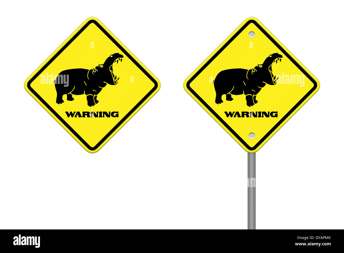 hippo warning sign on the road Stock Photo - Alamy