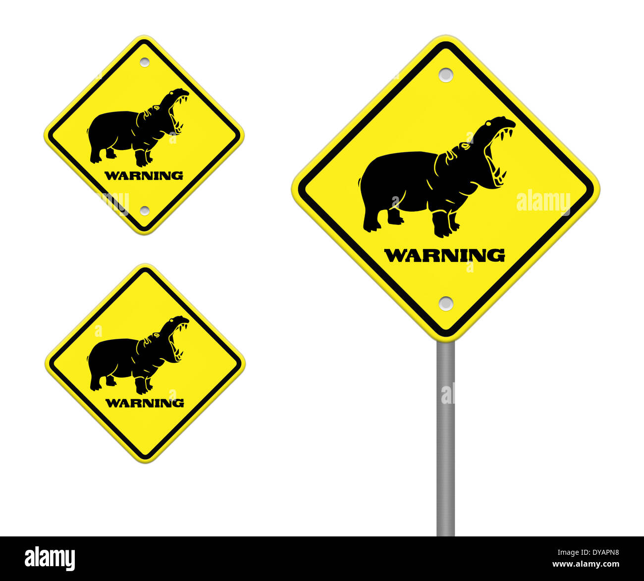 hippo warning sign on the road Stock Photo - Alamy