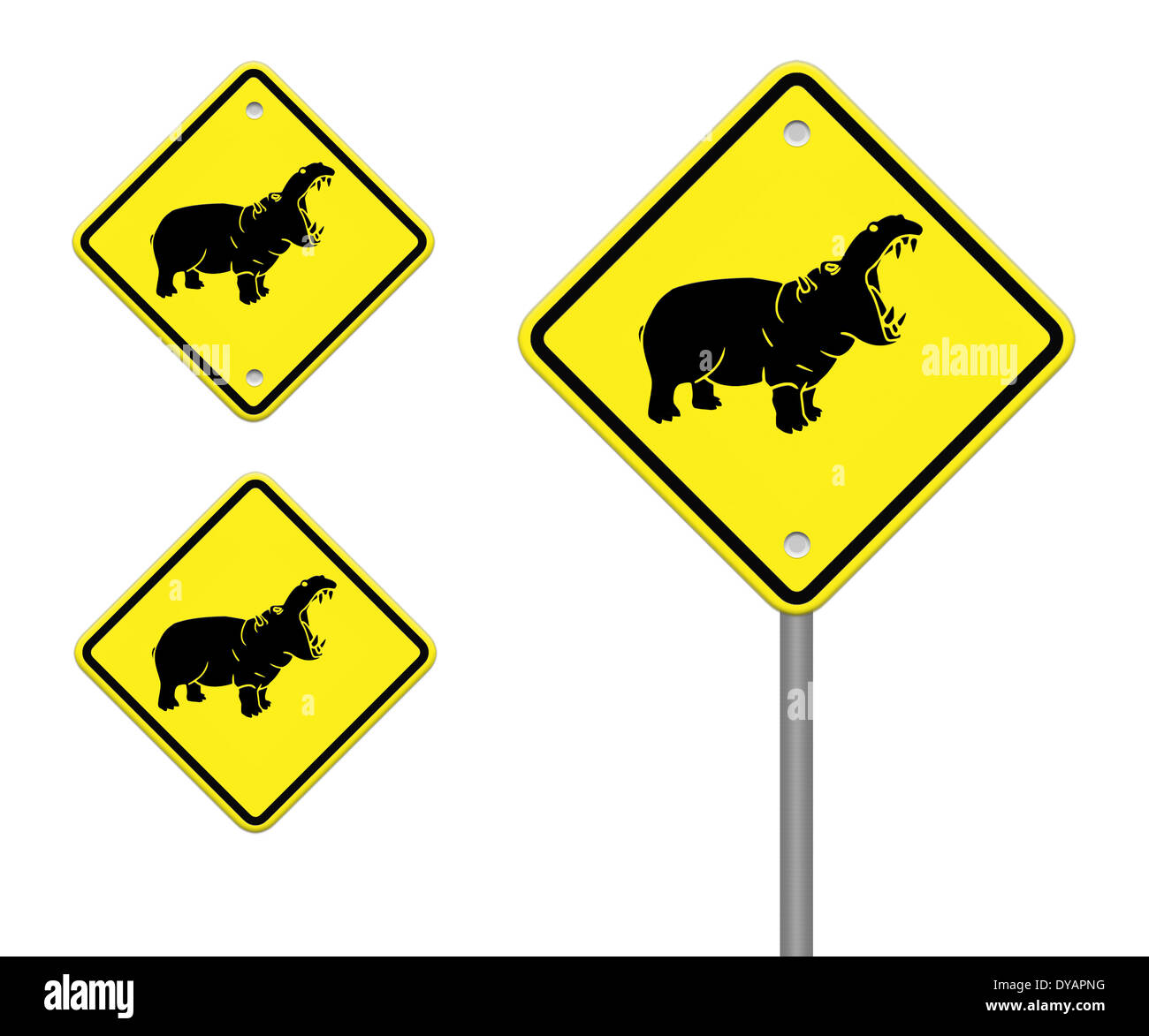 Hippo warning sign on road hi-res stock photography and images - Alamy