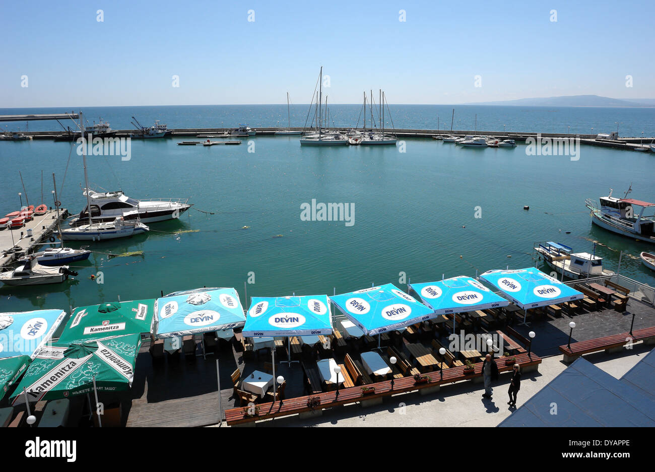 The coast of Balchik. The yachts in the port.Southern Dobruja. Bulgaria ...