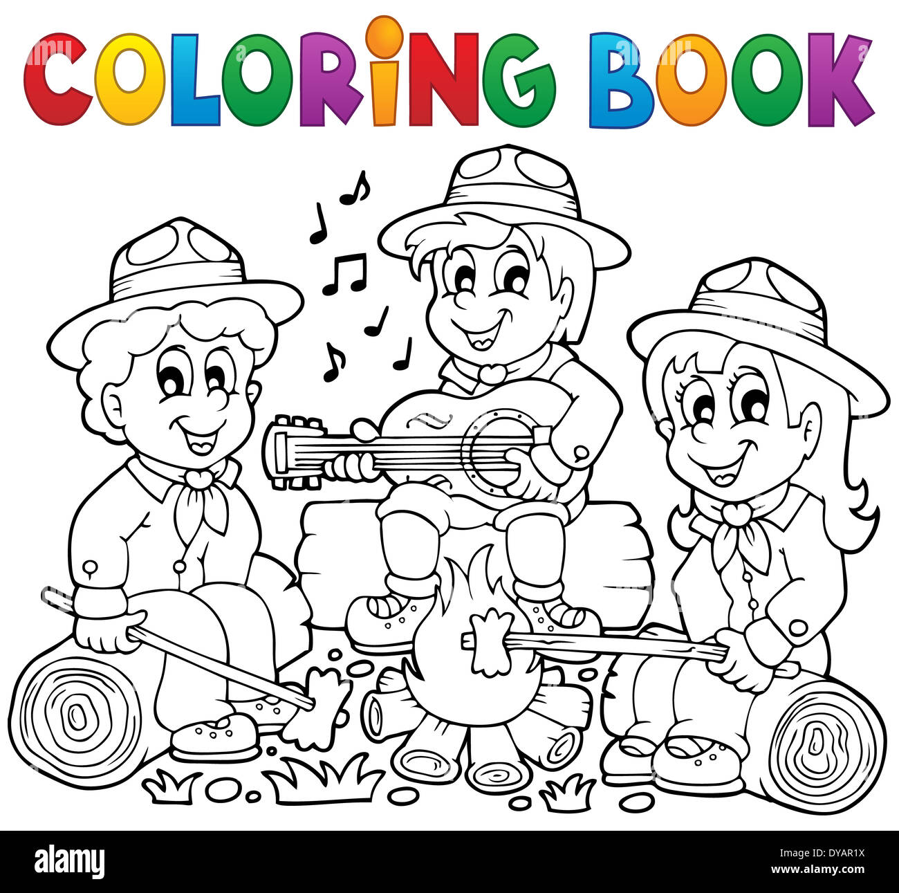 Coloring book scouts theme 1 - picture illustration Stock Photo - Alamy