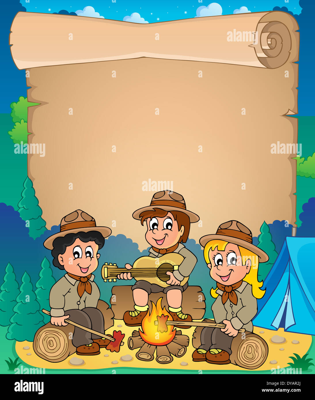 Children scouts theme parchment 1 - picture illustration Stock Photo ...