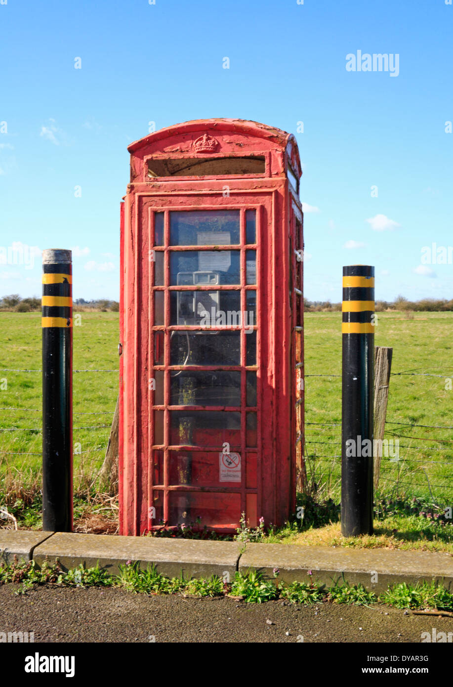 An old red telephone box at the railway station at Haddiscoe, Norfolk ...
