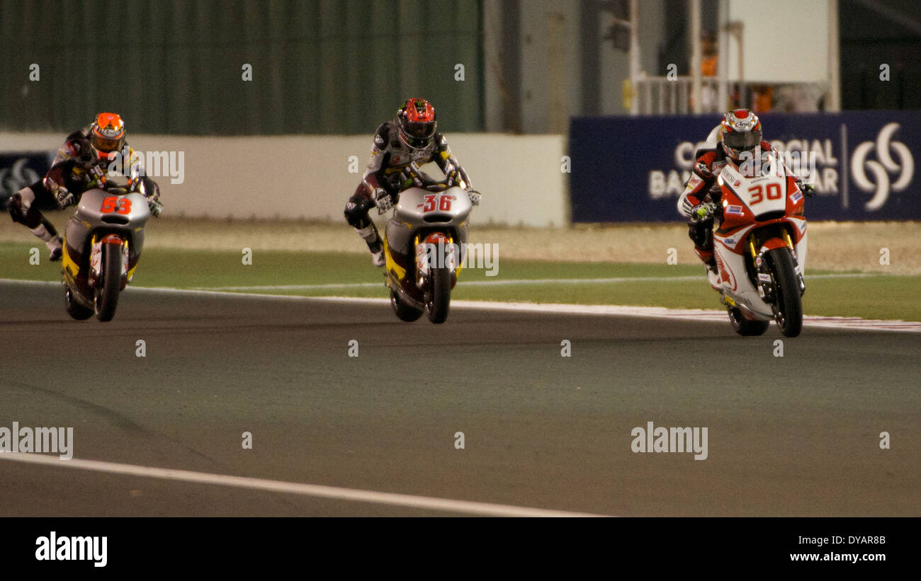Losail Circuit, Doha, Qatar 23rd March 2014. The three leaders of the ...