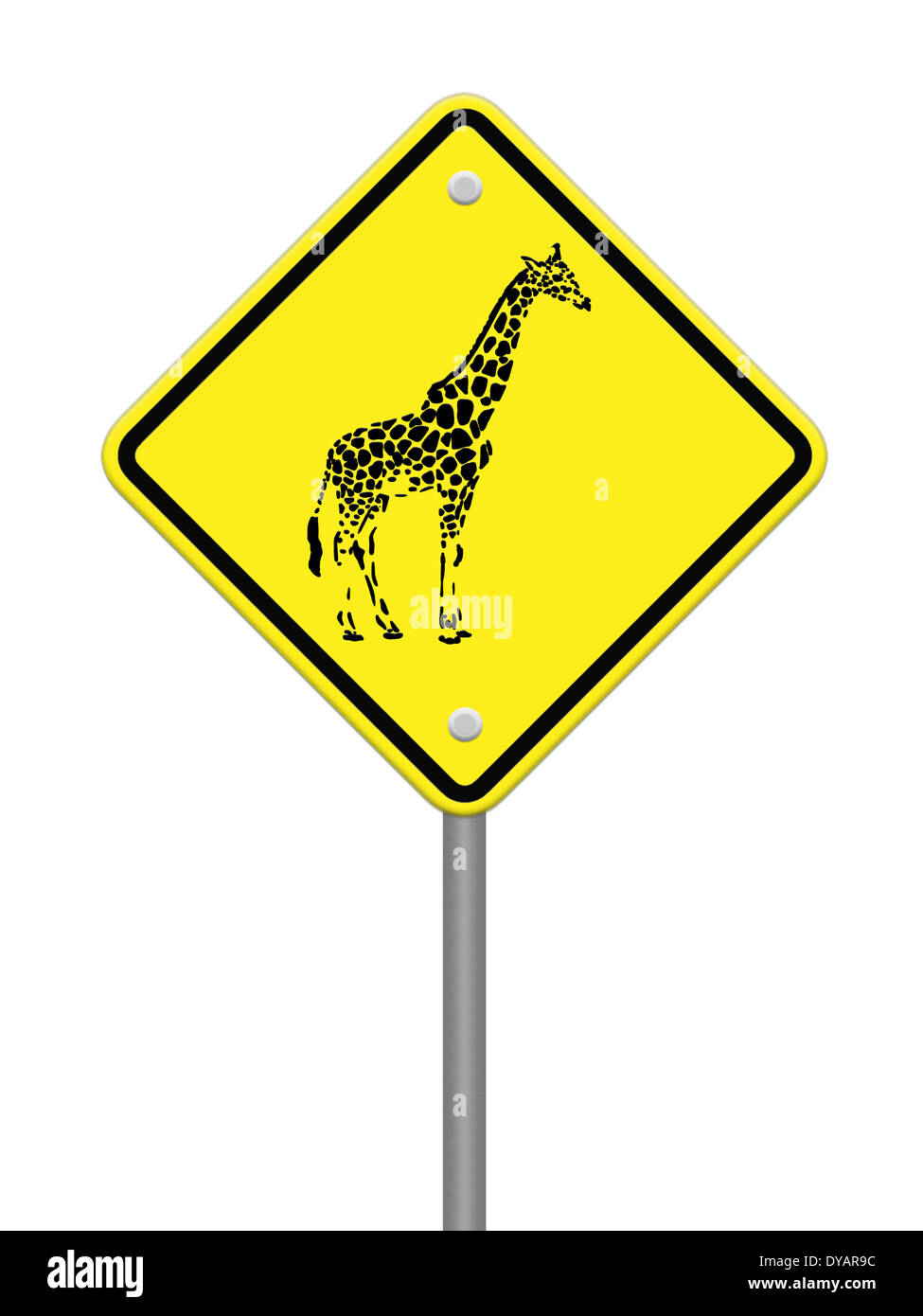 Giraffe warning sign on the road Stock Photo - Alamy